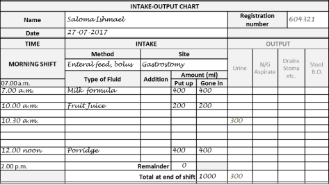 The Intake-Output Chart | HEALTHCARE SERVICE DELIVERY