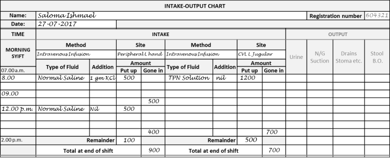 The Intake-Output Chart | HEALTHCARE SERVICE DELIVERY