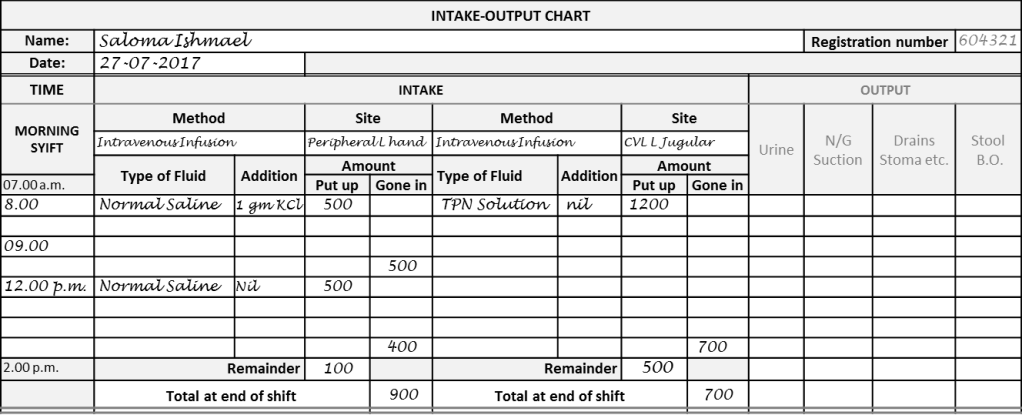 The Intake-Output Chart | HEALTHCARE SERVICE DELIVERY